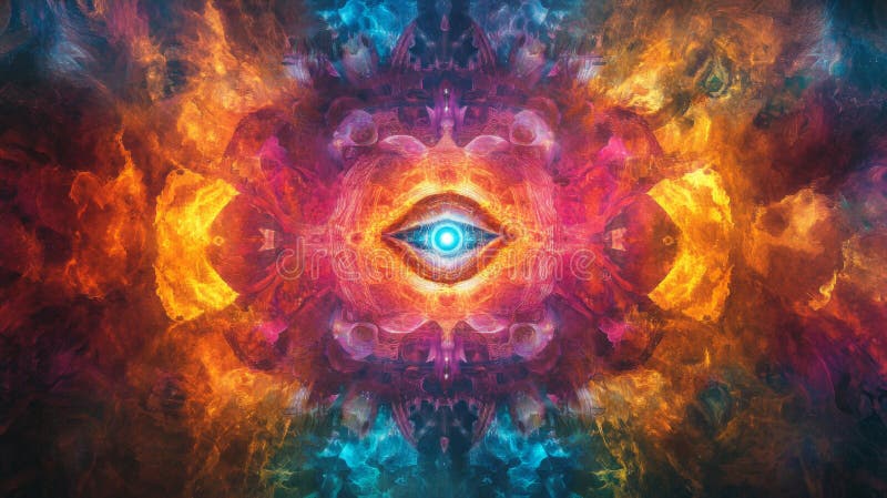 Cosmic Eye in a Firey Nebula Stock Illustration - Illustration of ...