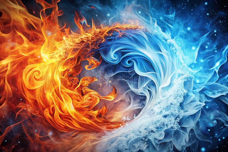 Cosmic Fire and Ice Spiral Celestial Backdrop Stock Illustration ...