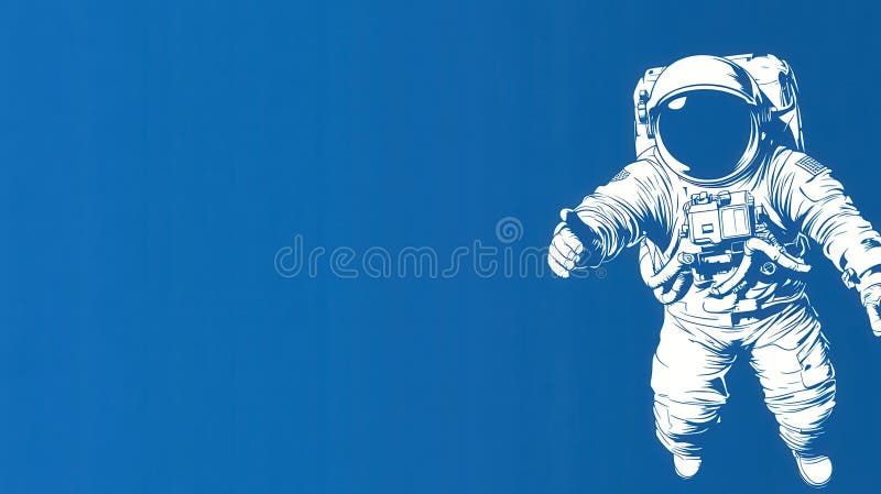 Cosmic Float Astronaut in Deep Blue Space a Minimalist Graphic ...