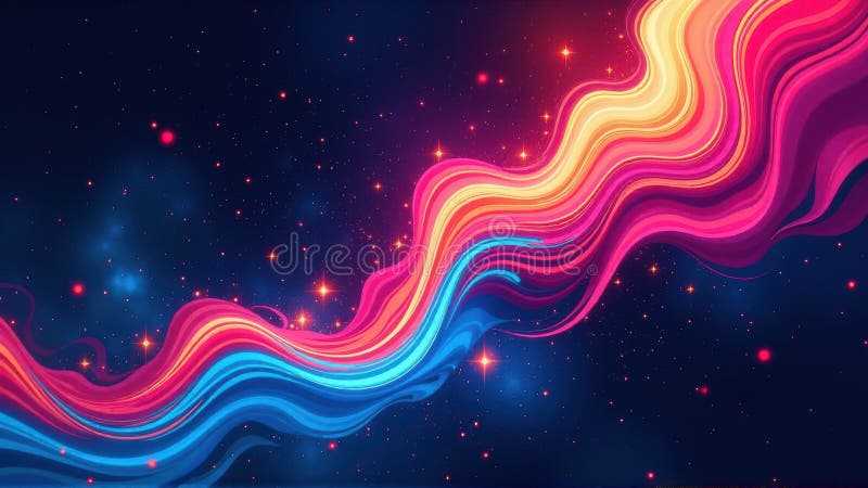 Cosmic Flow Abstract Colorful Waves and Stars Stock Illustration ...