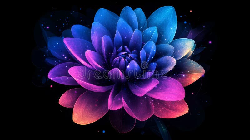 Cosmic Flower: Blue, Pink, and Purple Galaxy Bloom Stock Illustration ...