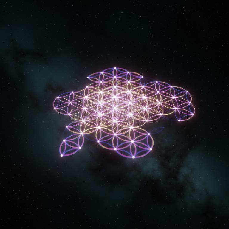 Cosmic Flower of Life Pattern in Deep Space Stock Illustration ...