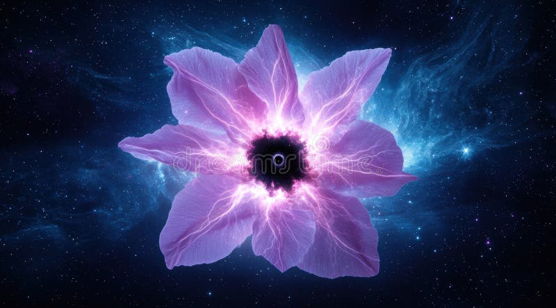 Cosmic flower in space stock illustration. Illustration of pink - 340407831