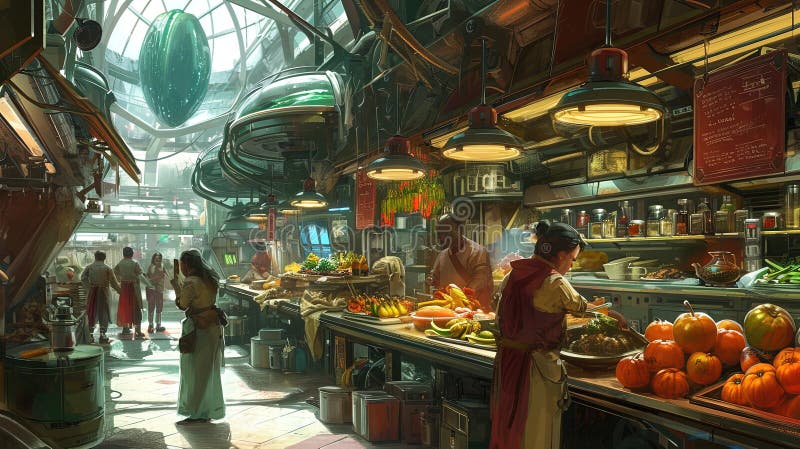 Cosmic Food Extravaganza stock illustration. Illustration of holiday ...