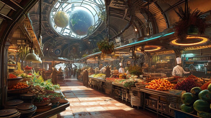 Cosmic Food Extravaganza stock illustration. Illustration of cosmic ...