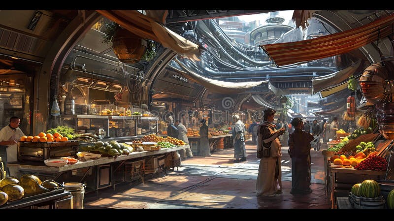 Cosmic Food Extravaganza stock illustration. Illustration of wood ...