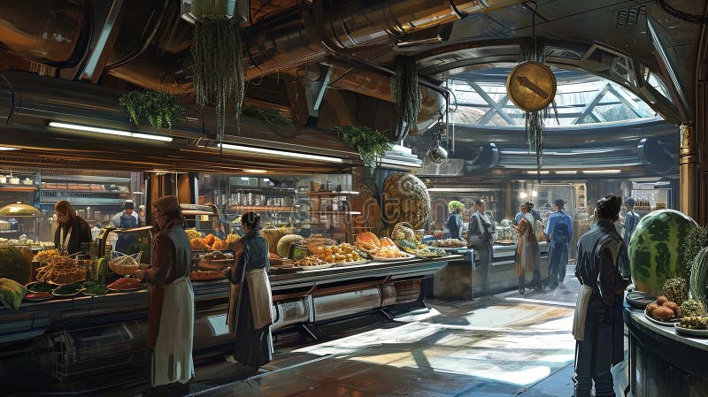 Cosmic Food Extravaganza stock illustration. Illustration of shop ...