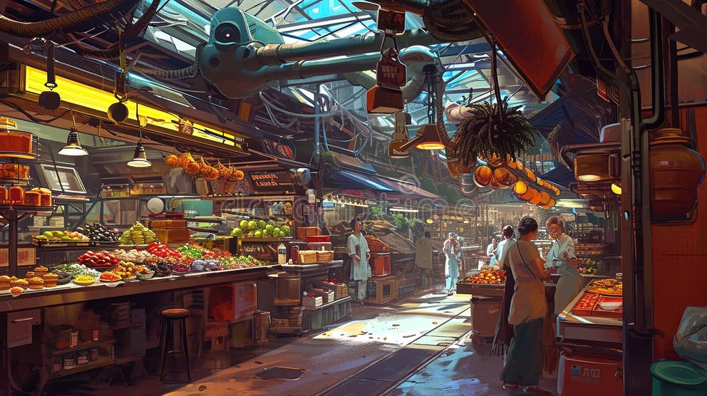 Cosmic Food Extravaganza stock illustration. Illustration of galactic ...