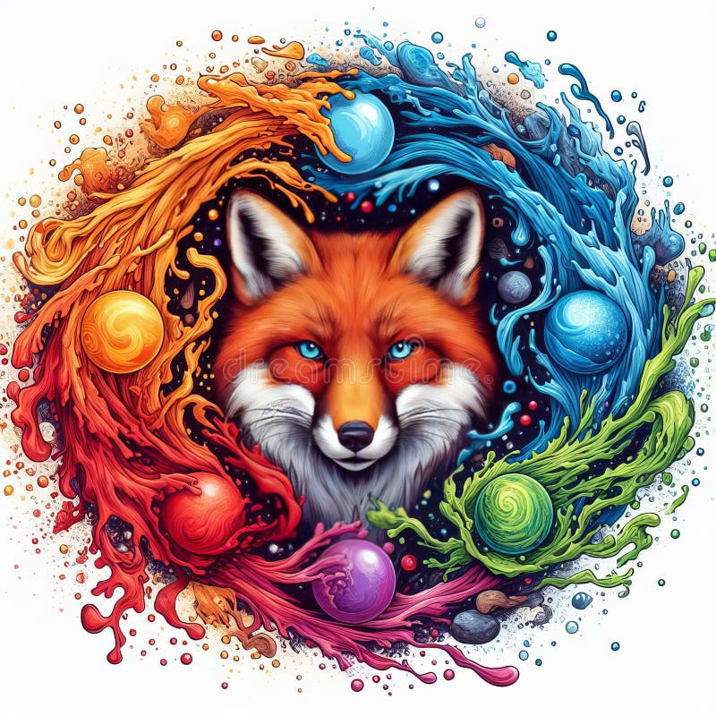 Cosmic Fox with Elemental Swirl Stock Image - Image of fire, spirit ...