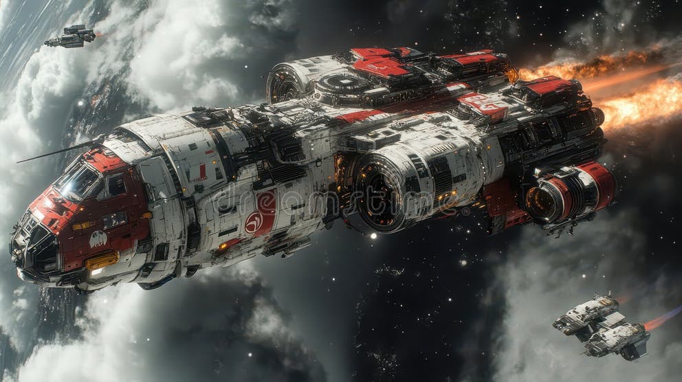 Cosmic Freighter, Deep Space Voyage Stock Illustration - Illustration ...