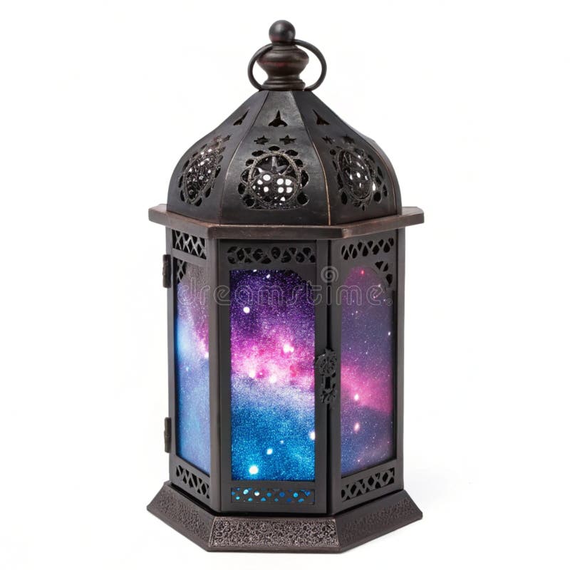 Cosmic Galaxy in an Arab Lantern Isolated on Transparent Background ...