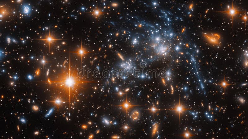 Cosmic Galaxy Cluster Deep Space Exploration Stock Illustration ...