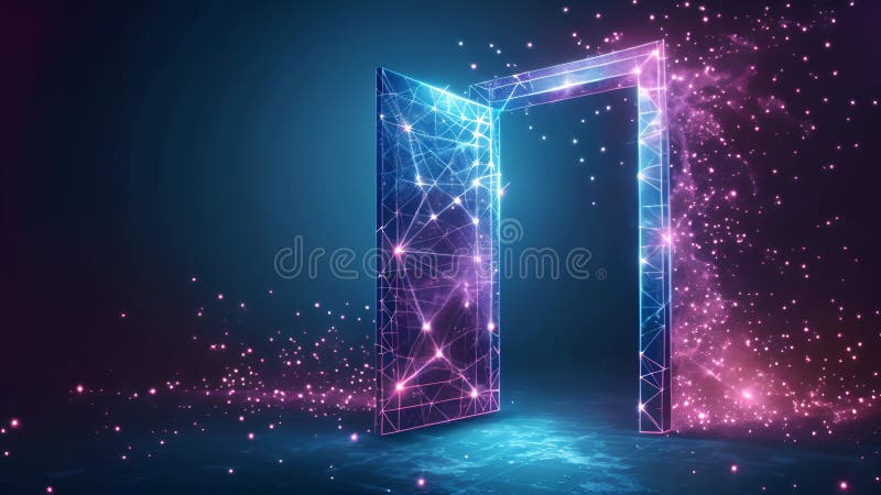 A Cosmic Gateway Opens Amidst a Network of Glowing Neon Lines and ... A Cosmic Gateway Opens Amidst a Network of Glowing Neon Lines and ...