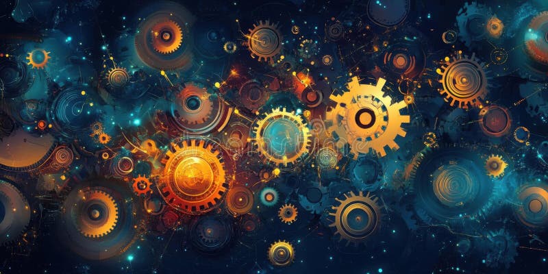 Cosmic Gear Mechanism stock illustration. Illustration of steampunk ...