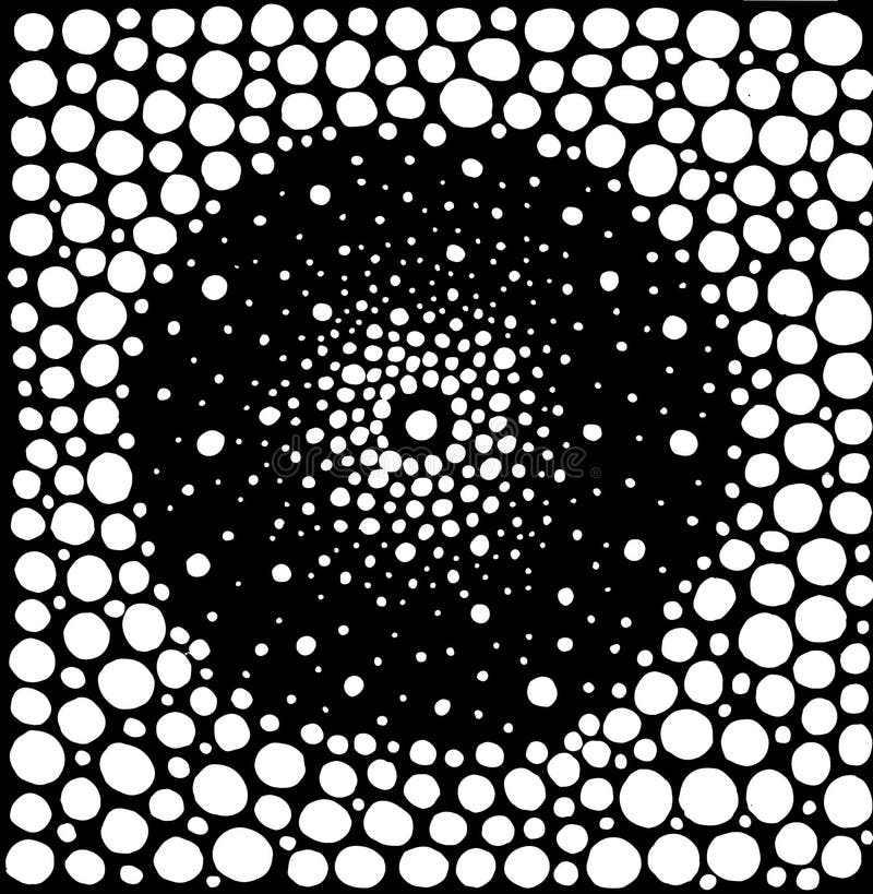 Cosmic Geometric Mandala. Ink Black and White Doodle Drawing. Sacred ...