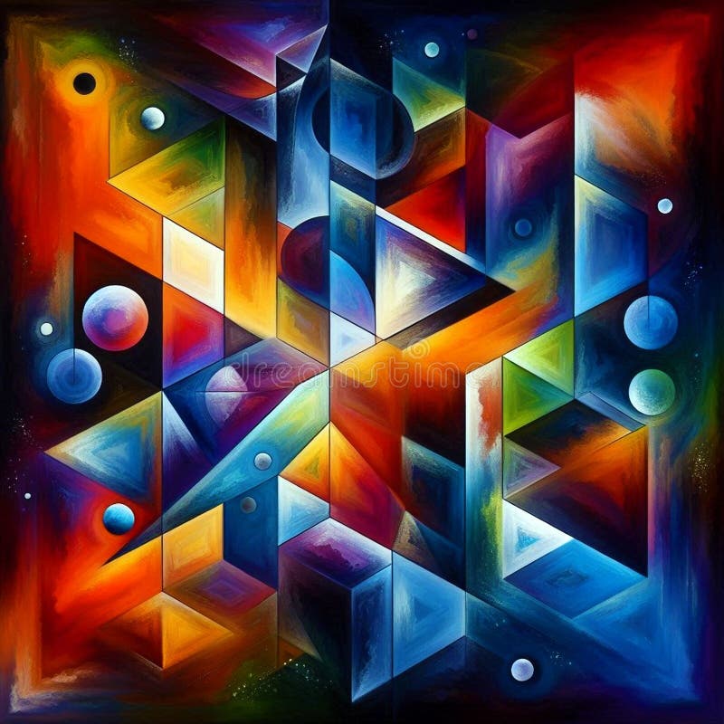 Cosmic Geometry: the Dance of Dimensions Stock Illustration ...