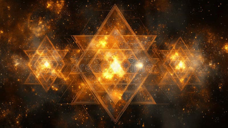 Cosmic Geometry Illuminates Celestial Triangles Stock Illustration ...