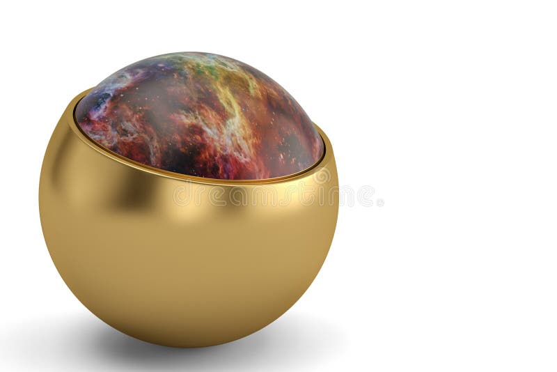 Cosmic Gold Ball on White Background 3D Illustration. Stock ...