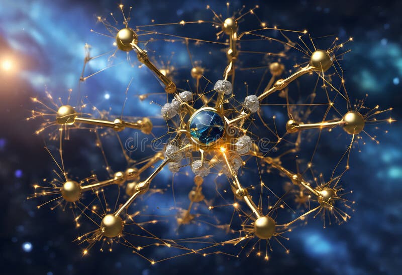 Cosmic Golden Network: a Futuristic Space Web with Earth Core Stock ...