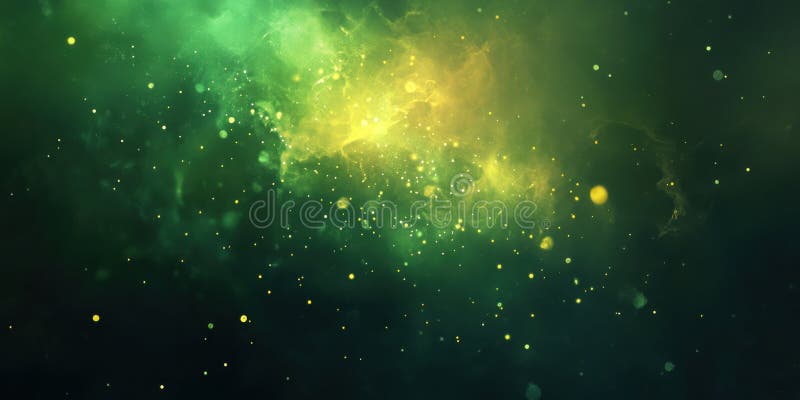 Cosmic Green and Yellow Nebula with Twinkling Stars in Deep Space Stock ...