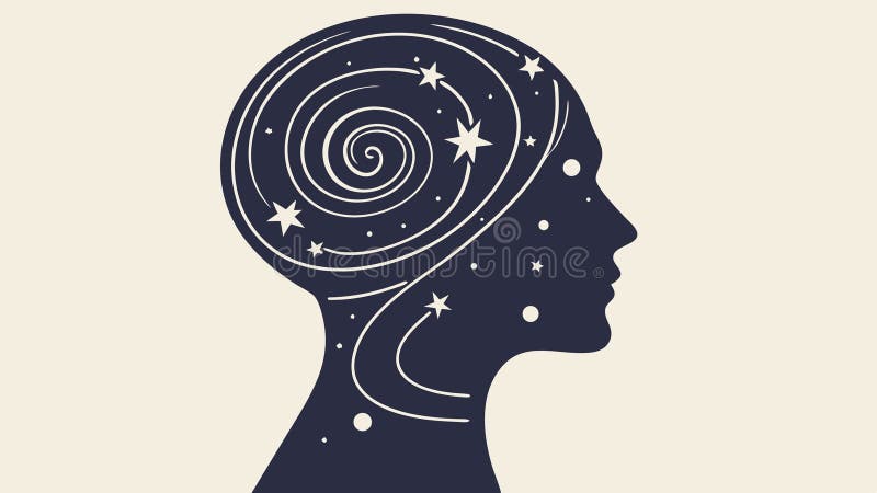 Cosmic Head Silhouette, Human Mind and Universe Connection, Vector ...