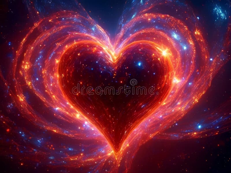 Cosmic Heart with Galactic Vortex in Deep Space. Valentines Day ...