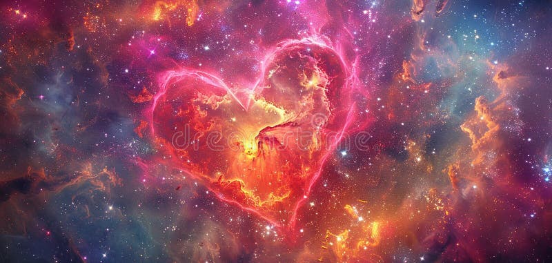 Cosmic Heart Nebula stock illustration. Illustration of purple - 325129611