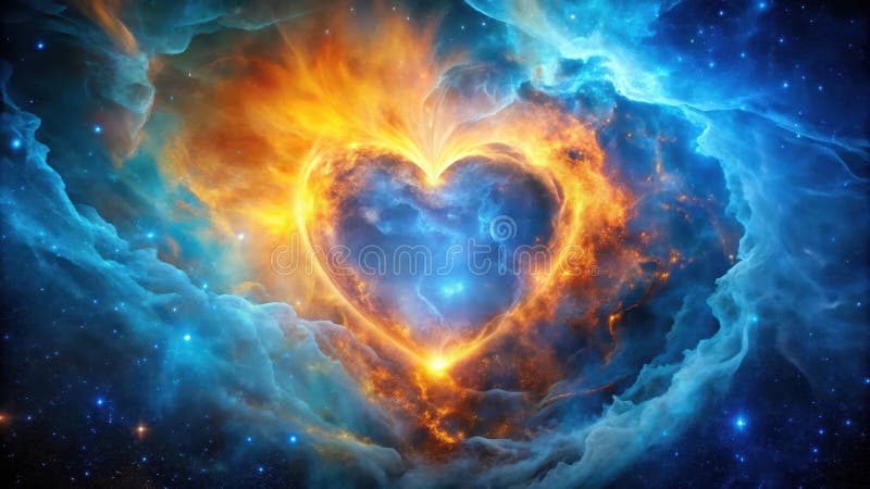 Cosmic Heart Nebula a Fiery and Icy Celestial Embrace. Generative AI ...