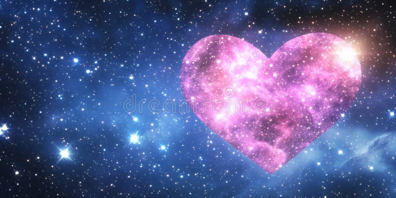 Cosmic Heart Nebula Pink Galaxy Heart Shape in Starry Night Sky ...