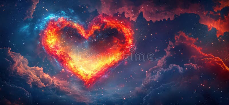 Cosmic Heart Shape Glowing in Vibrant Colors Amidst Starry Space and ...