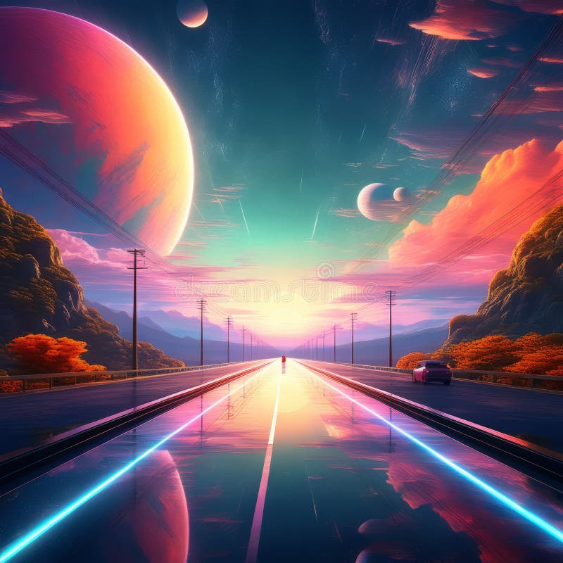 Cosmic Highway stock illustration. Illustration of wonder - 300094379