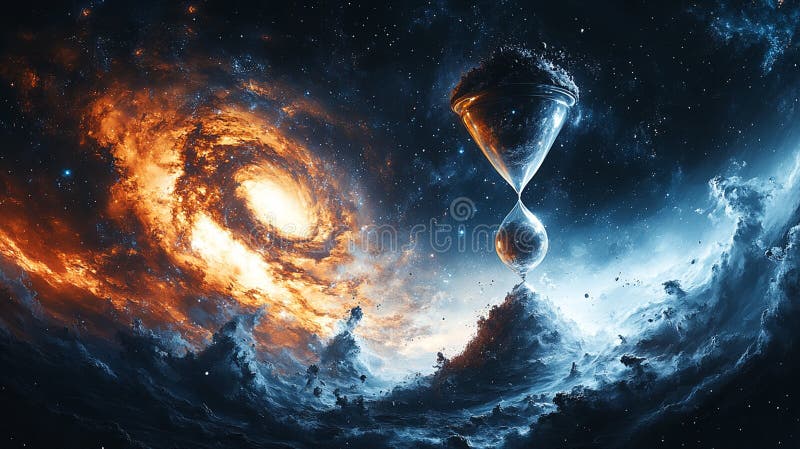 A Cosmic Hourglass with Galaxies and Nebulas Representing the Passage ...