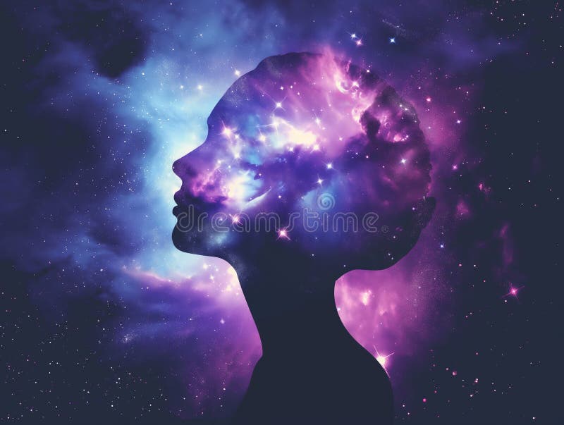 Cosmic Human Silhouette stock image. Image of space - 318452537
