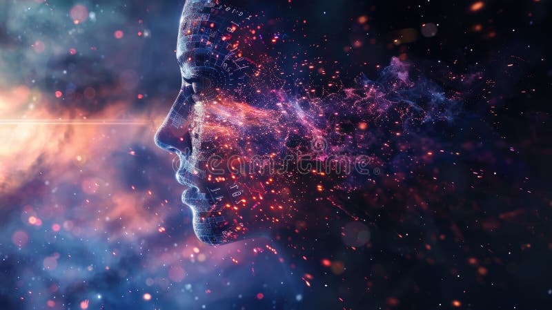 A Cosmic Human Silhouette in a Starry Nebula Universe with Mystic ...