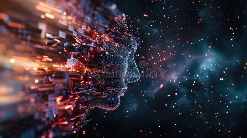 A Cosmic Human Silhouette in a Starry Nebula Universe with Mystic ...