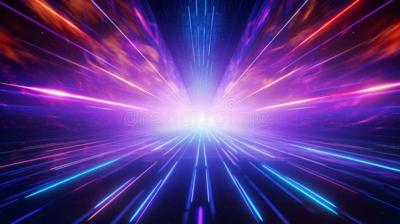 Cosmic Hyper Space with Neon Lights and Cosmic Rays Stock Illustration ...
