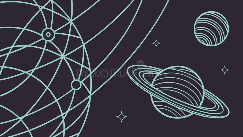 Cosmic Illustration Planets and Geometric Lines, Vector Design ...