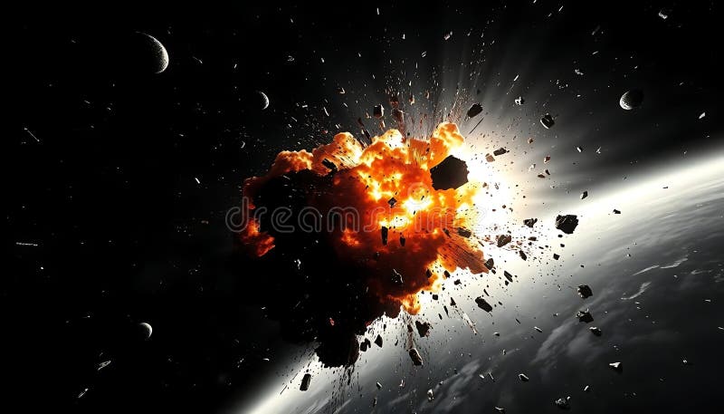 Cosmic Impact: Fireball Collision in Space Stock Image - Image of ...