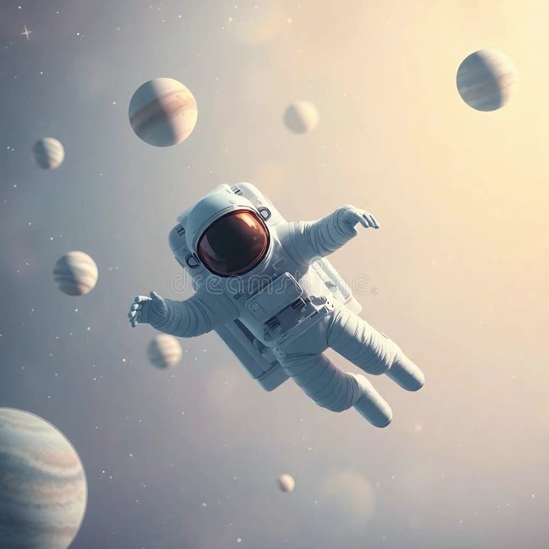 Cosmic Isolation: Astronaut Adrift in Space with Planetary Backdrop ...