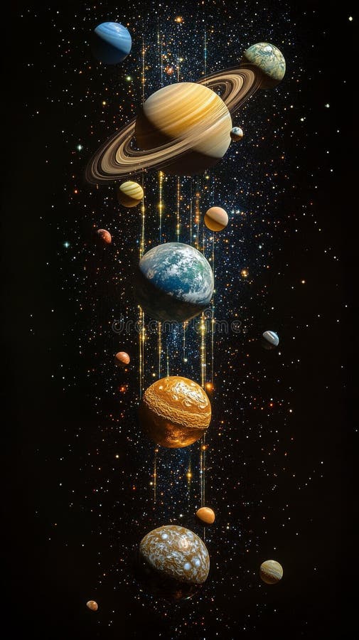 Cosmic Journey through the Solar System with Planets and Stars in a ...