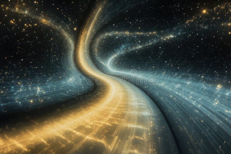 Cosmic Journey through a Swirling Galaxy with Luminous Trails and Stars ...