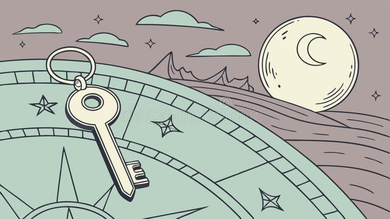 Cosmic Key on Astrological Chart with Celestial Elements, Vector Design ...