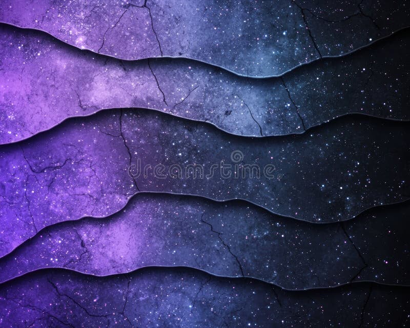 Cosmic Landscape with Cracked Surface and Starry Sky Stock Illustration ...