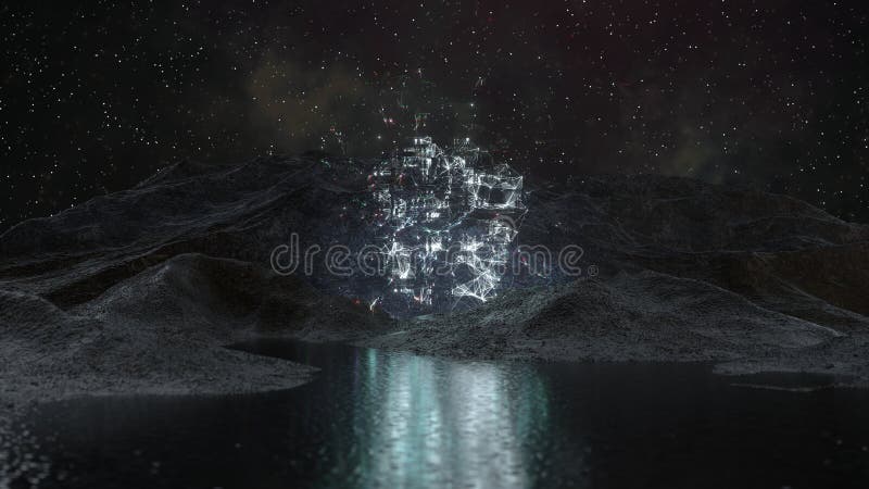 Cosmic Landscape with Plexus Shape Futuristic Technologies or Sci-fi ...