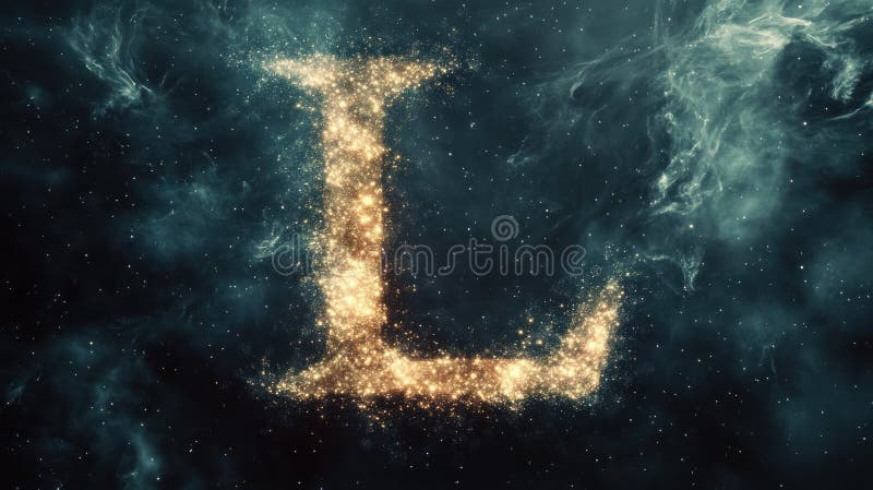 Cosmic Letter L, Abstract Nebula Background Stock Illustration ...