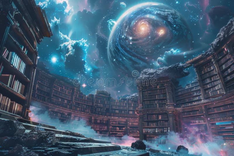 A Cosmic Library with Books that Hold the Knowledge of Every ...