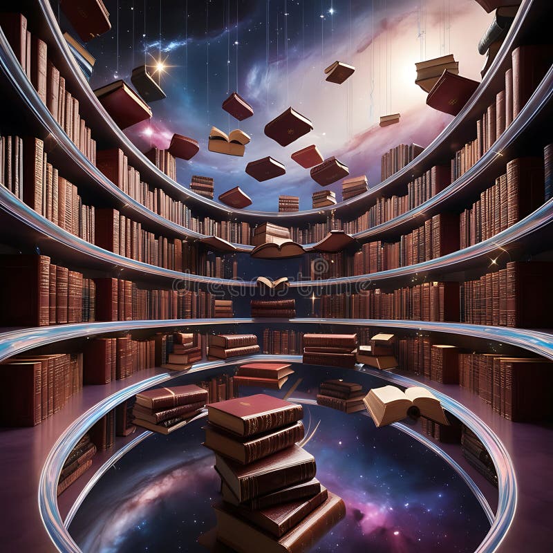 Cosmic Library: Floating Books Representing Infinite Knowledge and ...