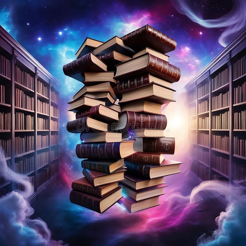 Cosmic Library: Floating Books Representing Infinite Knowledge and ...