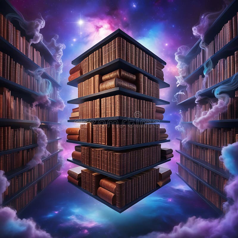 Cosmic Library: Floating Books Representing Infinite Knowledge and ...