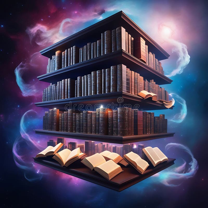 Cosmic Library: Floating Books Representing Infinite Knowledge and ...